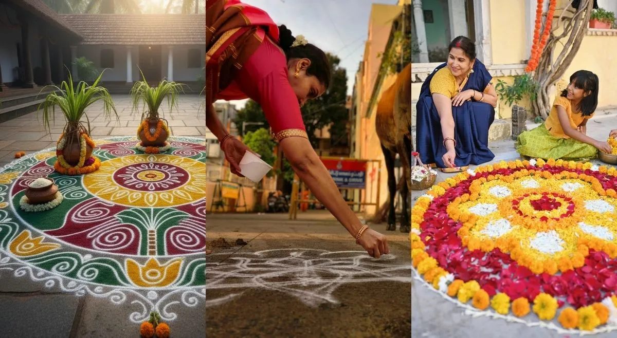 Pongal Kolam Designs 2026: Easy, Traditional And Colourful Rangoli Ideas