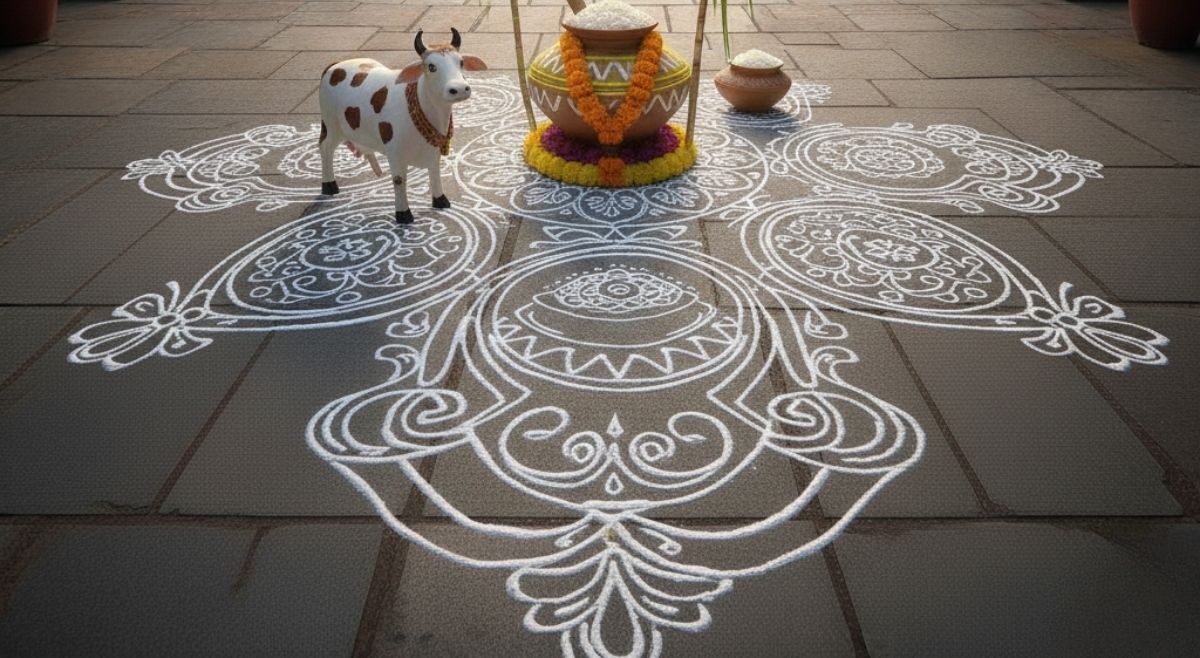 Pongal Kolam Designs 2026: Easy, Traditional And Colourful Rangoli Ideas