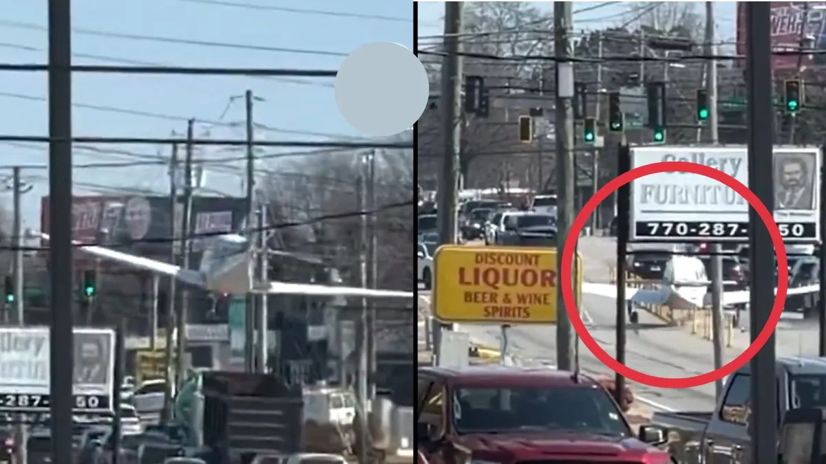 US: Plane Makes Emergency Landing On Busy Georgia Street, Smashes Into ...
