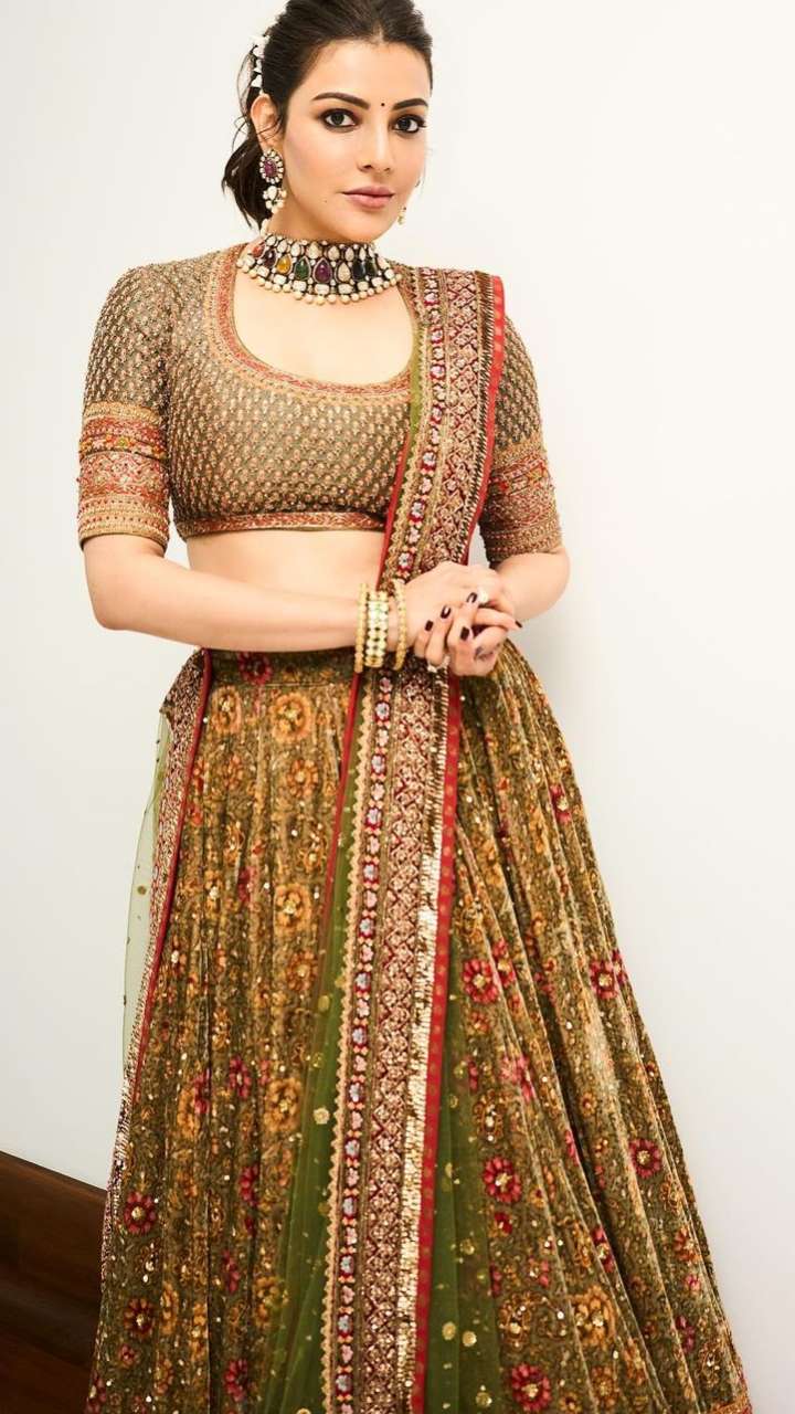 6 Gorgeous Lehengas By Kajal Aggarwal For Your Reception Look