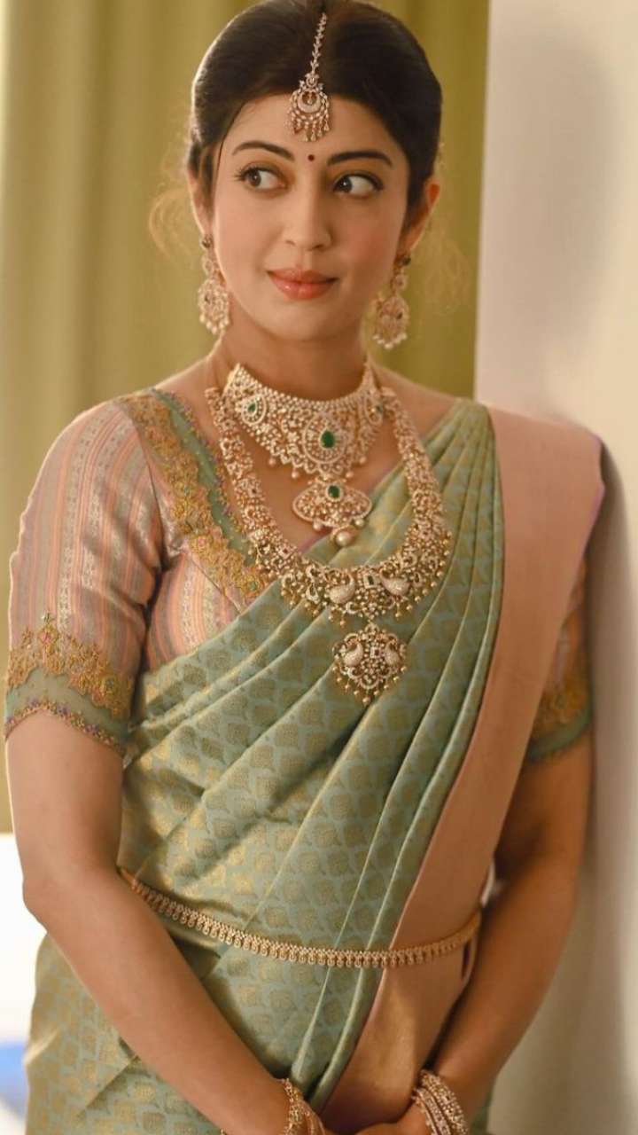 6 Ethereal Silk Sarees By Pranita Subhash For Reception Look