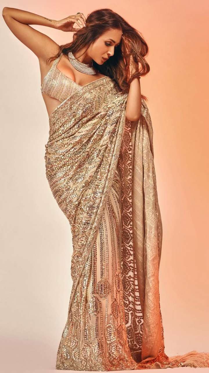 5 Stunning Sequin Sarees By Malaika Arora For Party Look
