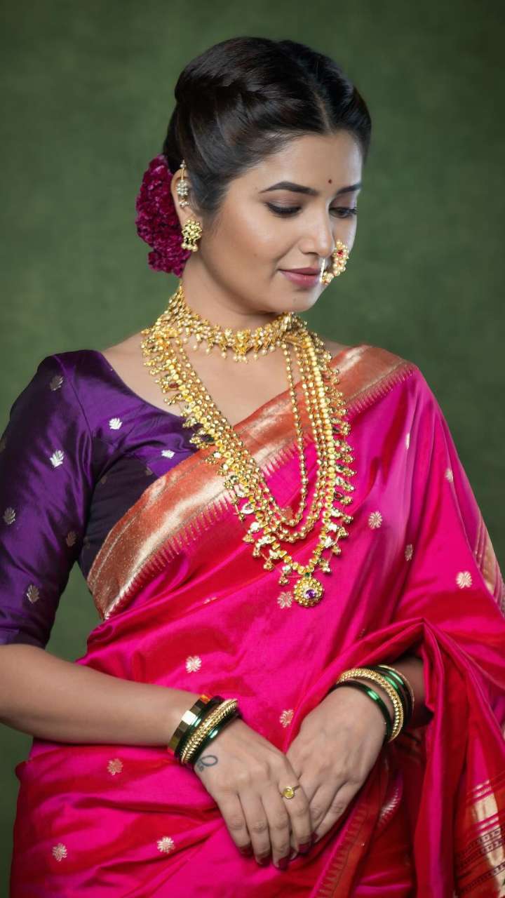 Marathi Actress Prajakta Mali’s 8 Saree Blouse Designs For Navratri ...