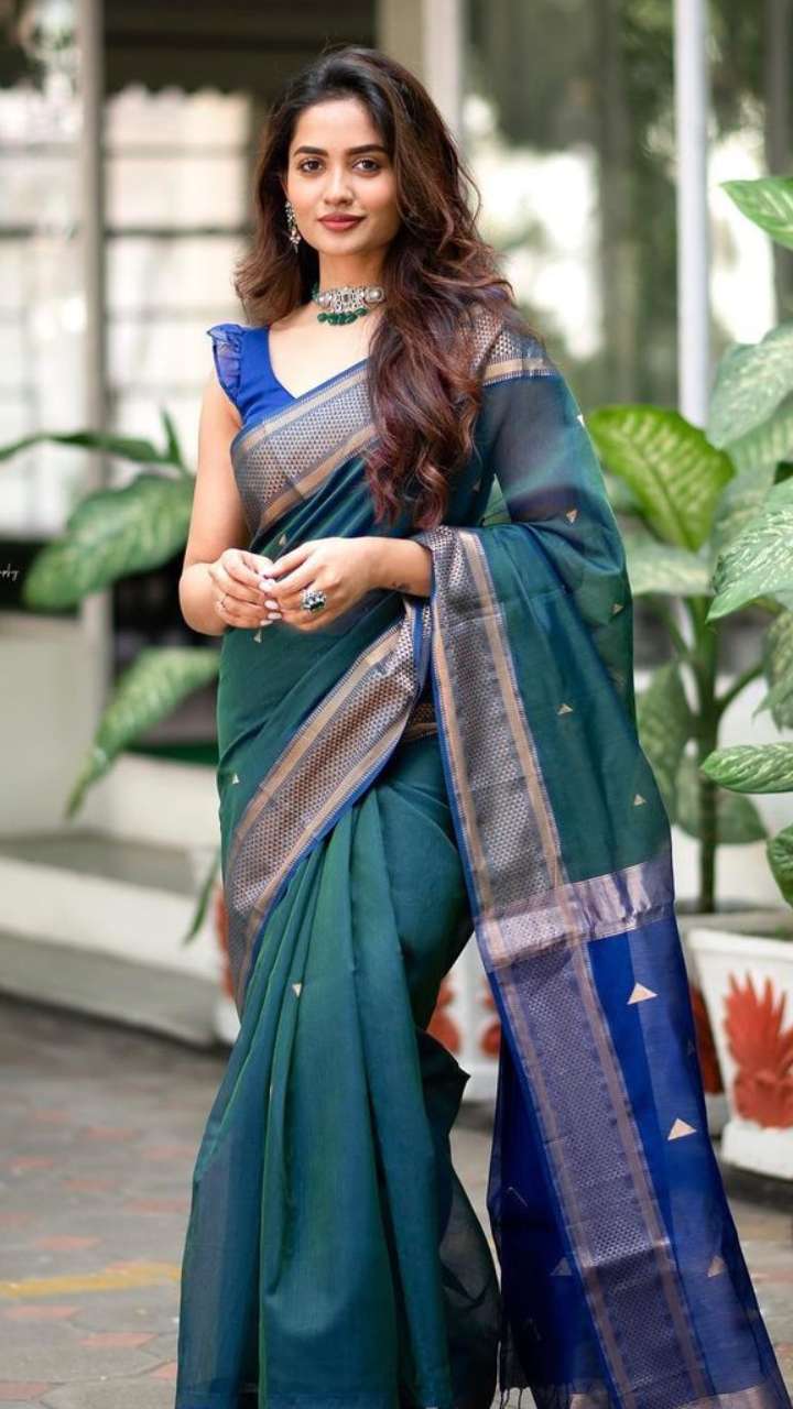 Tamil Actress Teju Ashwini Saree Collection| Trendy Saree Designs