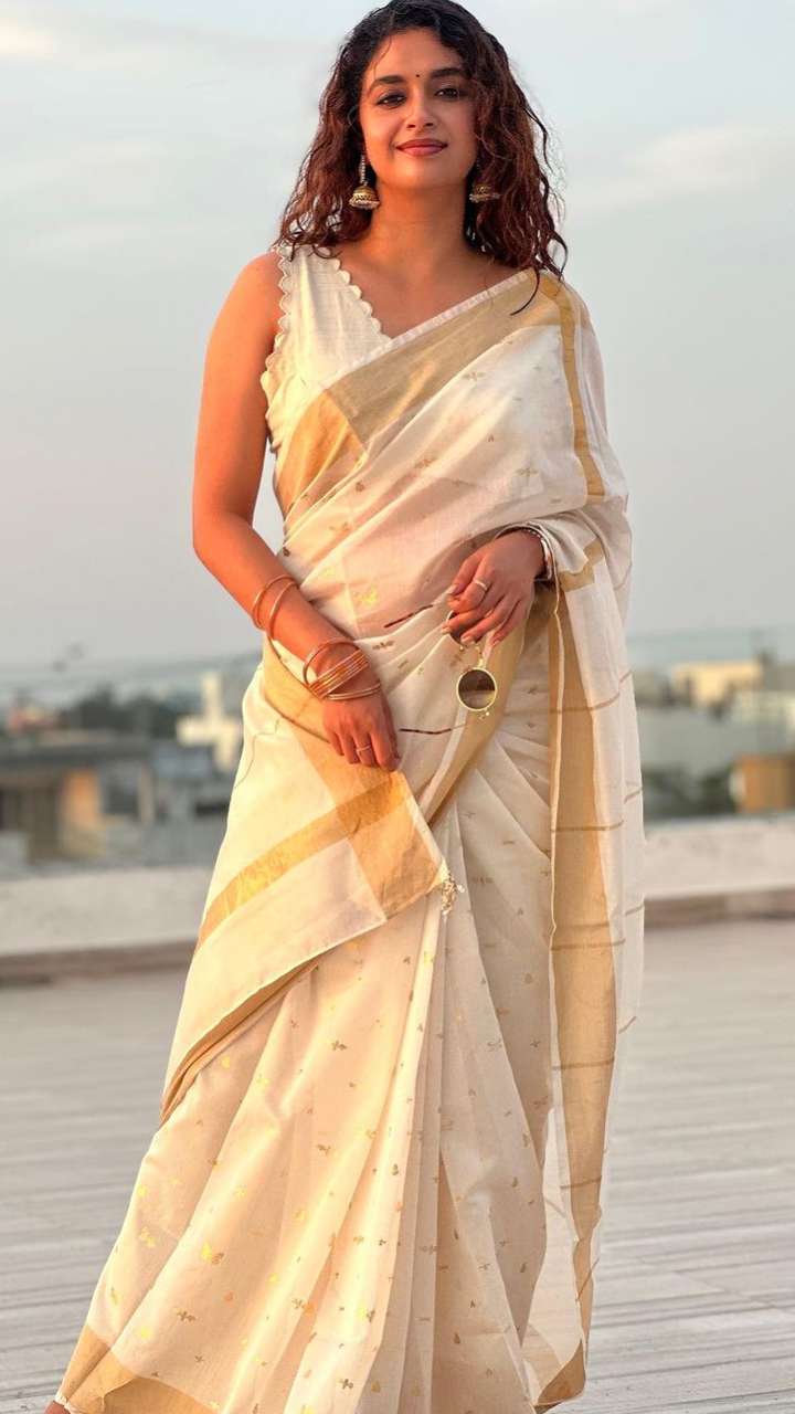 5 Stunning Silk Sarees by Keerthy Suresh for Karwa Chauth