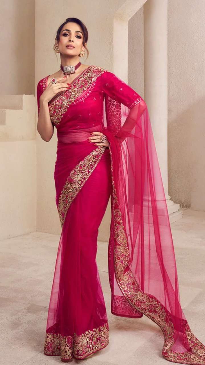 6 Beautiful Sarees By Malaika Arora For Summer Weddings