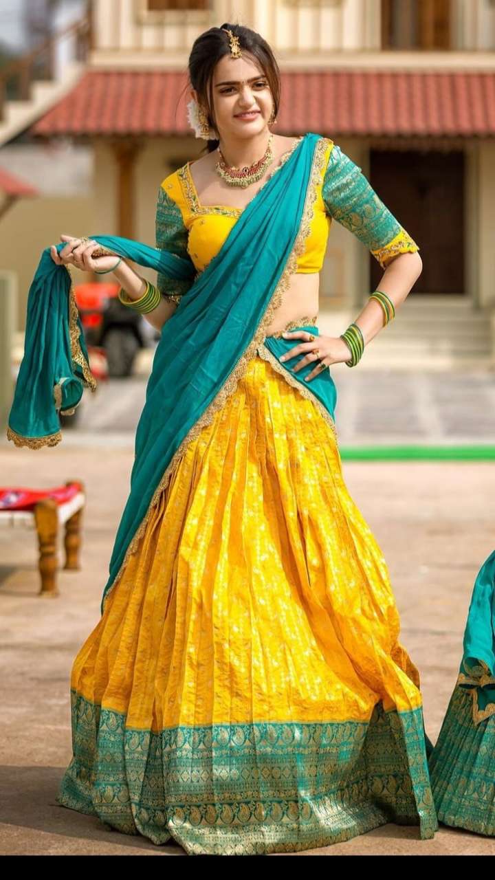 6 Vibrant Lehengas By Sri Satya To Attend Monsoon Wedding